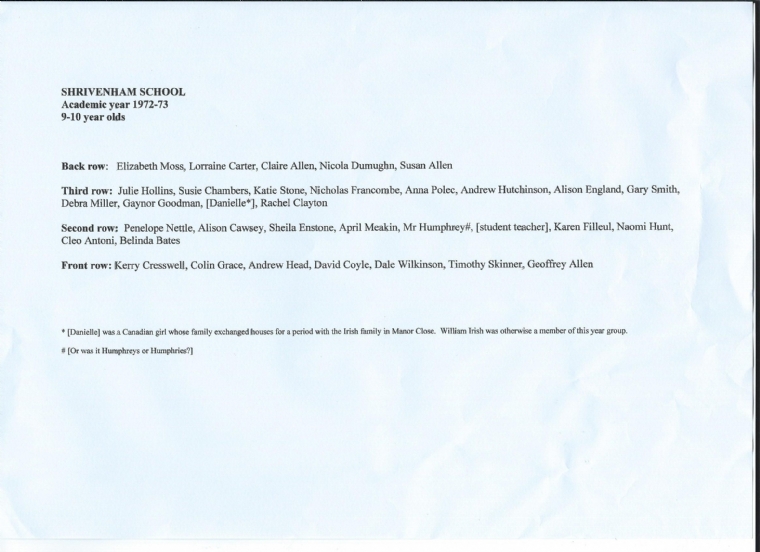 Photo Shrivenham School 1973