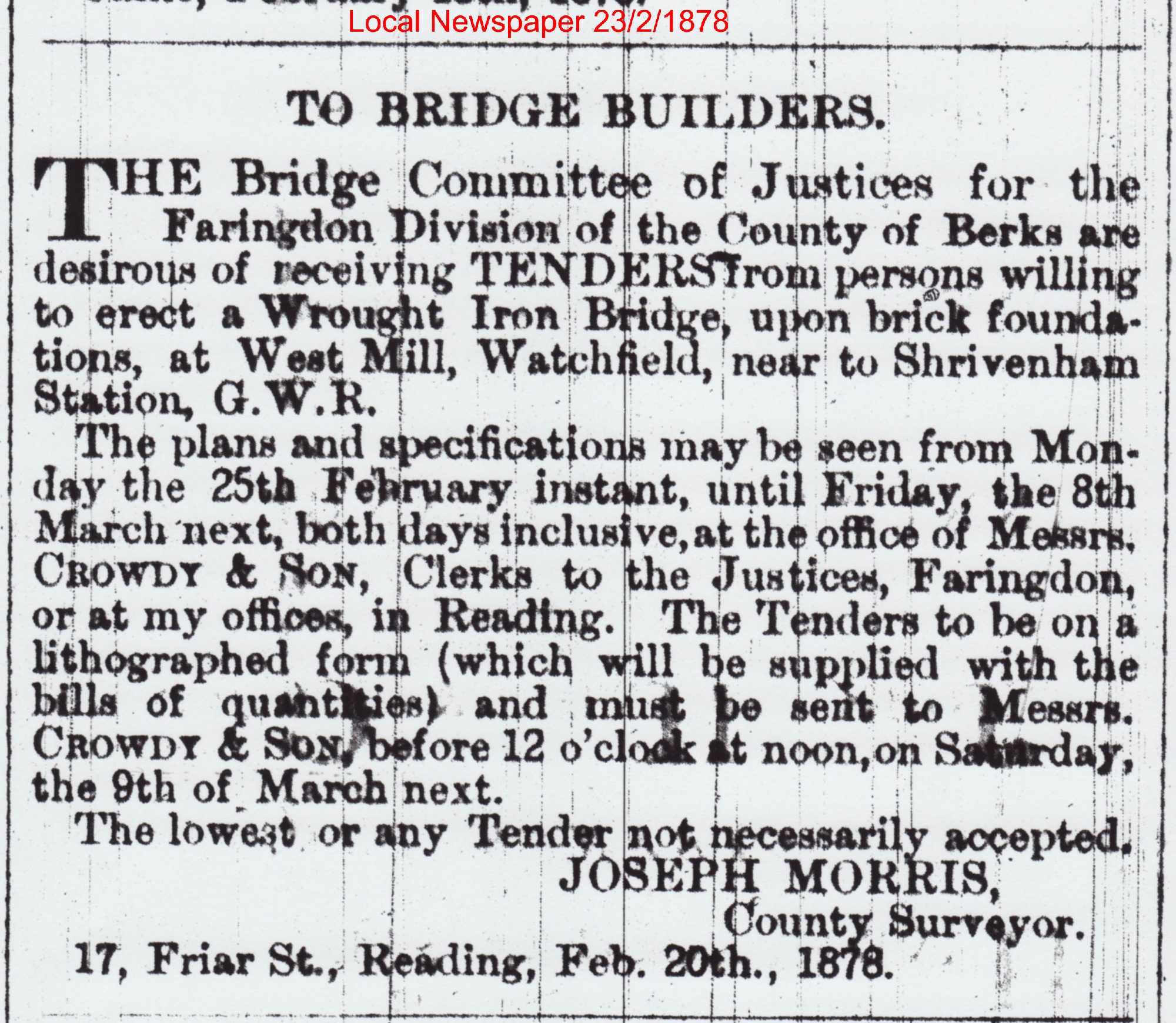 West Mill Bridge at Watchfield